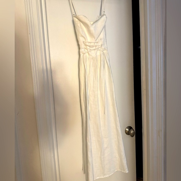 Reformation | Dresses | Reformation White Lace Front Linen Midi Dress ...